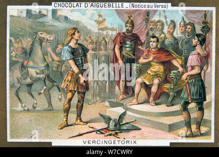 Vercingetorix surrenders to Julius Caesar, c46 BC, (19th century ...