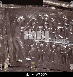 Detail from Gundestrup Cauldron, showing a Celtic bull sacrifice ...