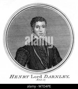 Mary, Queen of Scots, with her second husband Lord Darnley, 1566. Hand ...