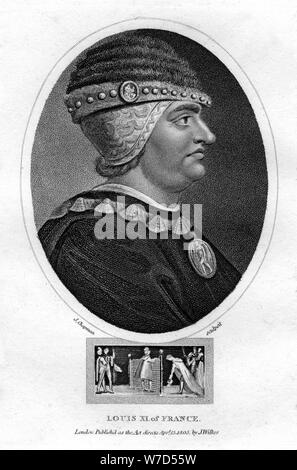 Louis XI - portrait. King of France, son of Charles VII. Associated ...