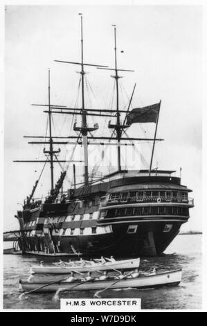 HMS Worcester, training Ship for the Thames Marine Officers', moored at ...