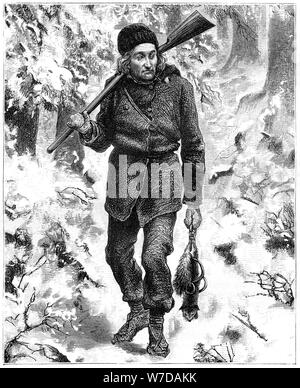 19th century engraving of a White trapper on a horse Stock Photo - Alamy