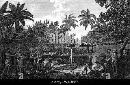 Human sacrifice in a Morai in Otaheite. Captain James Cook (1728 - 1779 ...