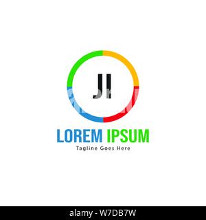 Initial JI logo template with modern frame. Minimalist JI letter logo ...