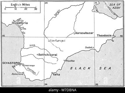 THE CRIMEAN WAR: MAP OF SEBASTOPOL AND BALAKLAVA SHOWING THE POSITION ...
