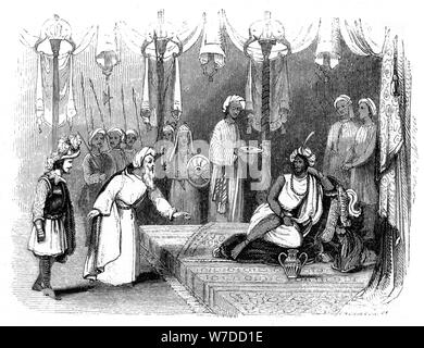 Vasco da Gama meeting with Zamorin of Calicut, oil painting by Jose ...