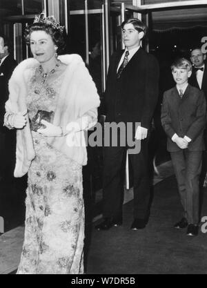 Queen Elizabeth II and the Queen Mother arriving at Westminster Abbey ...