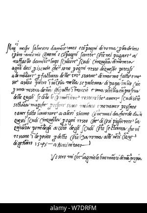 Handwriting by Michelangelo di Lodovico Buonarroti Simoni Stock Photo ...