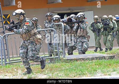 Singapore Armed Forces (SAF) soldiers stand in formation at the opening ...