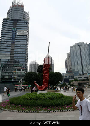 Chongqing,CHINA-The world's largest chili pepper sculpture "pepper in ...
