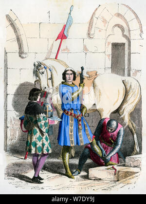 Mediaeval Knight and his Squire Stock Photo - Alamy