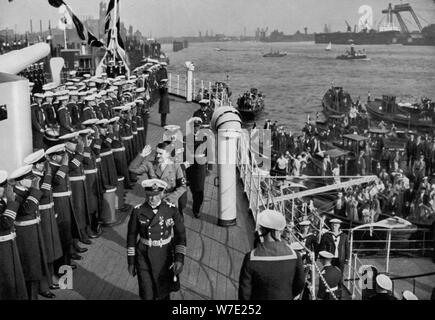 Adolf Hitler visiting a battleship, Germany, 1936. Artist: Unknown ...