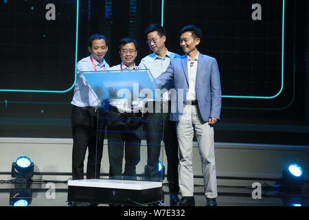 Pan Jianwei, second left, lead scientist of China's quantum experiments ...