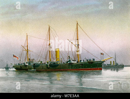 H.M.S. "Mohawk" - 3rd class cruiser (1886) by W.F. Mitchell. Royal Navy ...