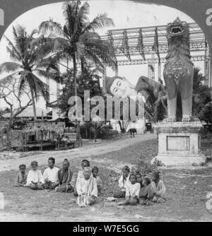 Giant recumbent figure of Buddha, Pegu, Burma, 1908. Artist: Stereo ...