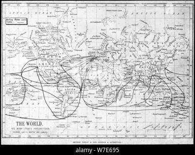British Empire. Trade routes. Ocean currents. World. THE TIMES 1900 old ...