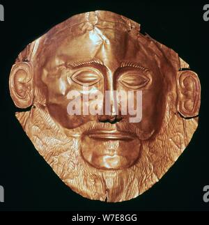 Mycenaean gold death mask, Mask of Agamemnon, Grave Cicle A, Mycenae ...