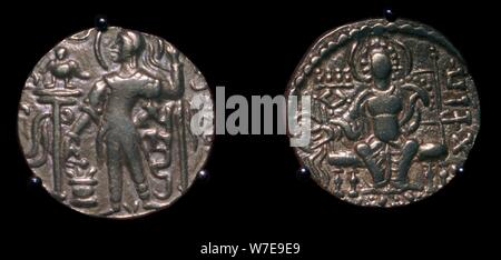 Gold coin of King Samudra Gupta, 4th century. Artist: Unknown Stock ...