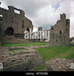 Middleham Castle, 12th century. Artist: Robert Fitzrandolph Stock Photo ...