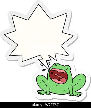 cartoon frog shouting with speech bubble in retro texture style Stock ...
