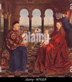 Jan van Eyck, The Virgin of Chancellor Rolin, painting, circa 1435 ...
