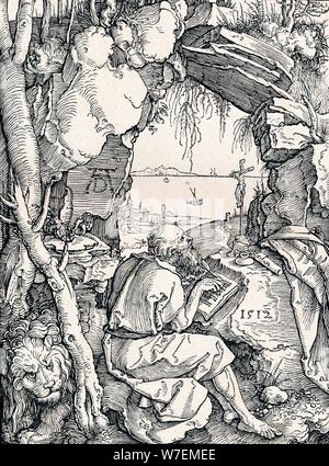 St Jerome in the Wilderness, by Albrecht Durer, 1512, German print ...