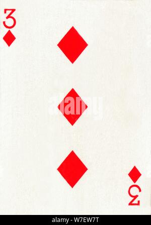 Three of diamonds playing card Stock Photo - Alamy