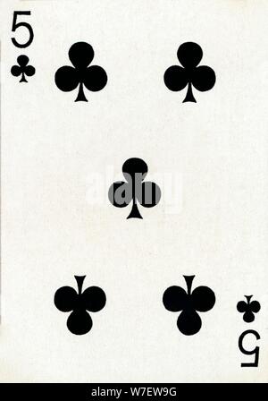 Five cards from the suit of Clubs on a black background Stock Photo - Alamy
