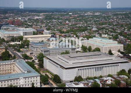 Aerial view of Capitol Hill featuring the Library of Congress Thomas ...