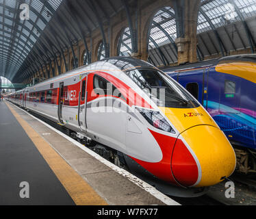 LNER Azuma at Leeds station, of the new LNER fleet of Hitachi 800 class ...