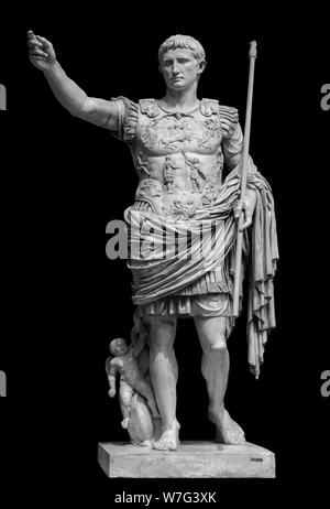 Roman emperor Augustus from Prima Porto statue isolated over white ...