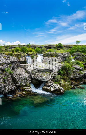Montenegro, Many waterfalls of turquoise river cijevna at niagara falls ...