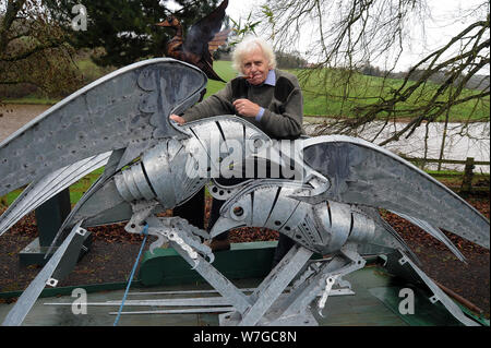 Walenty Pytel with his latest sculpture of two swallows which will be ...