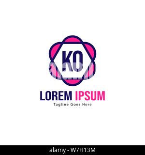 Initial KO logo template with modern frame. Minimalist KO letter logo ...