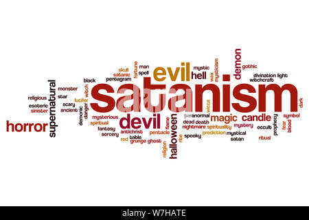Satanism word cloud concept Stock Photo - Alamy