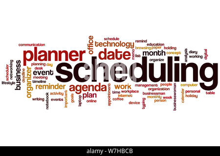 Scheduling word cloud concept Stock Photo - Alamy
