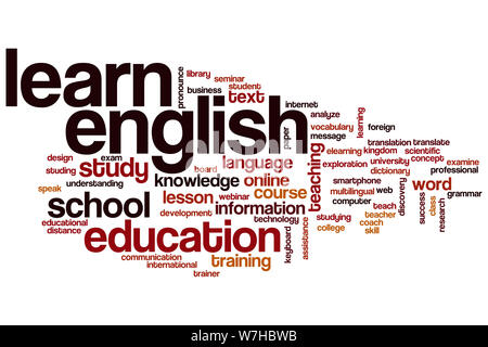 Learn English word cloud sphere concept on white background Stock Photo ...