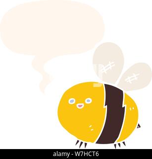 cartoon bee with speech bubble in retro style Stock Vector Image & Art ...