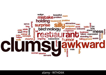 Clumsy and awkward silly young woman in glasses acting unaware and ...