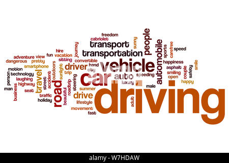 Driving word cloud concept Stock Photo - Alamy