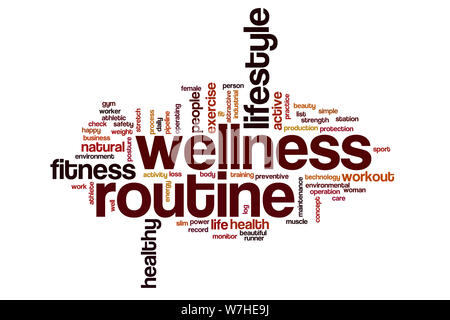 Wellness routine word cloud concept Stock Photo - Alamy