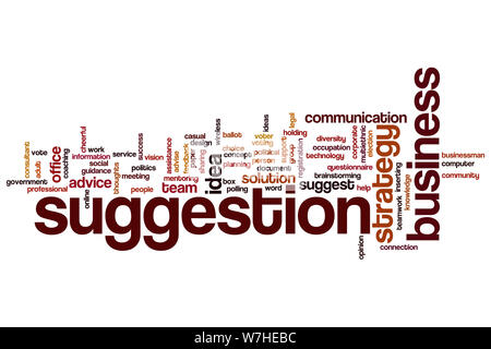 Suggestion box word cloud concept Stock Photo - Alamy