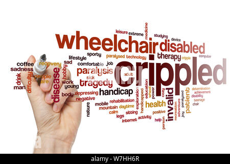 Crippled word cloud concept Stock Photo - Alamy