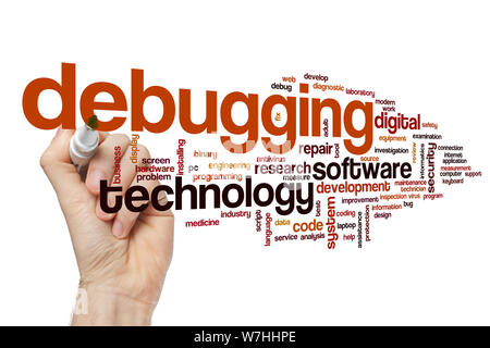 Debugging word cloud concept Stock Photo - Alamy
