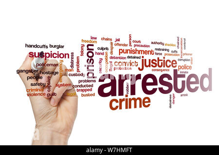 Arrested word cloud Stock Photo - Alamy