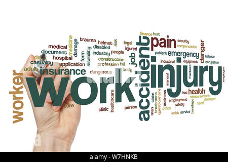 Work Injury word cloud hand writing concept on white background Stock ...
