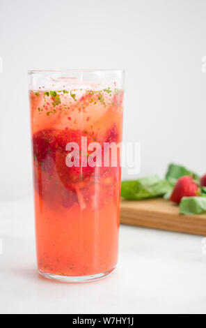 Strawberry basil cocktail or mocktail, refreshing summer drink Stock ...