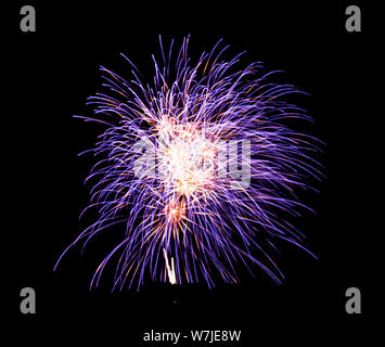 Bright, beautiful purple fireworks in the night sky. High quality photo ...