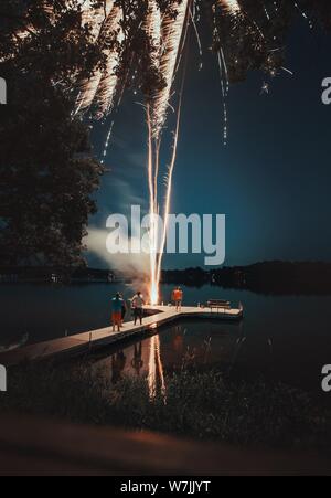 Chinese people lighting fireworks during Spring Festival, Hong Kong ...