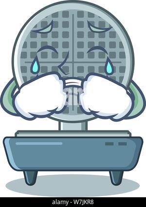 Cute character belgian waffle with crying and tears emotion, sad face ...